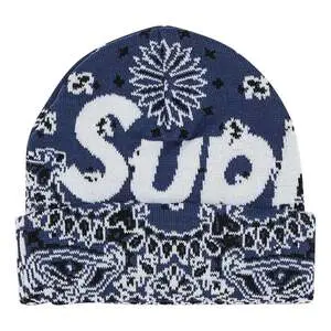 Supreme Bandana Big Logo Beanie - Navy