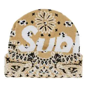 Supreme Bandana Big Logo Beanie - Tan