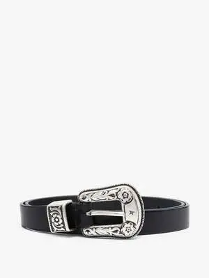 GOLDEN GOOSE Hip Lace Leather Belt - Black