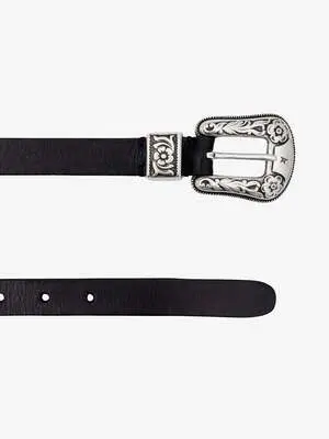 GOLDEN GOOSE Hip Lace Leather Belt - Black