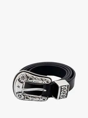 GOLDEN GOOSE Hip Lace Leather Belt - Black