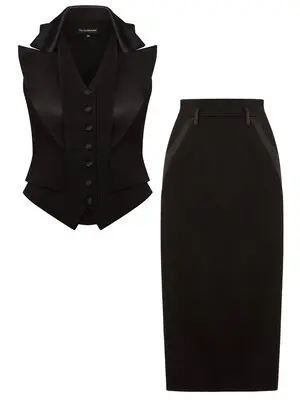 TIA DORRAINE Single-breasted Waistcoat & Pencil Skirt Set