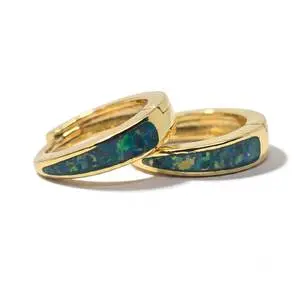 HARFI Forest Opal Tapered Huggie Hoop Earrings - Green