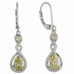 HARFI Peridot August Birthstone Teardrop Dangle Sterling Silver Earrings - Green