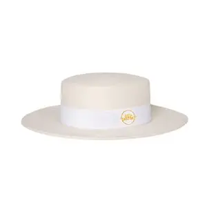 GIODORO Neutrals / Gidoa White Felt Canotier Hat - Brown