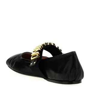 Moschino Lettering Leather Ballerina Flats