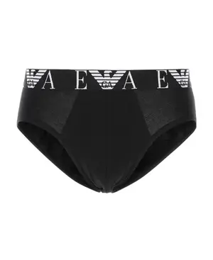 Emporio Armani Two Pack Logo Waistband Briefs - Black