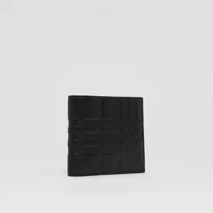 Burberry International Embossed Check Leather Wallet