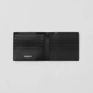 Burberry International Embossed Check Leather Wallet