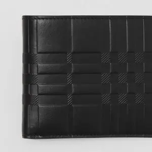 Burberry International Embossed Check Leather Wallet