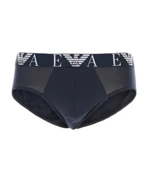 Emporio Armani Two-pack Logo-waistband Briefs - Black