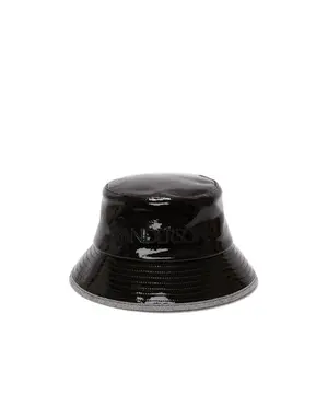 J.W.ANDERSON Jw Anderson Logo Embroidered Coated Denim Bucket Hat - Black