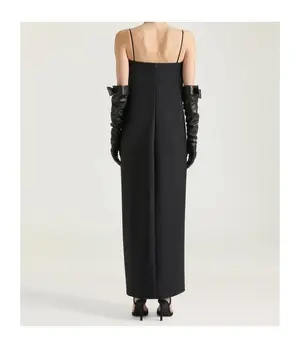 Givenchy Sliced Long Dress In Wool And Mohair With Bow