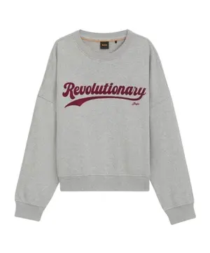 Hugo Boss Long Sleeve Crewneck Sweatshirt With Graphic Detail - Light Gray