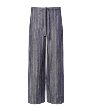 Max Mara Cresta Pinstripe Linen Wide-leg Pants - Blue