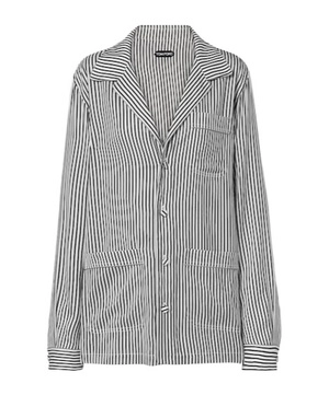 TOM FORD Striped Oversized Silk Shirt - Gray