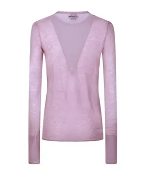 Pinko Long-sleeved Knitted Sheer T-shirt