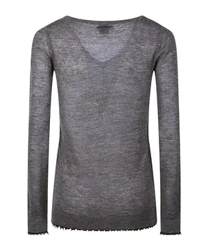 Pinko V-neck Frayededge Sweater
