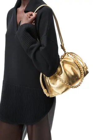 Loewe Medium Flamenco Knotted Chain Shoulder Bag In Laminated Lambskin - Golden