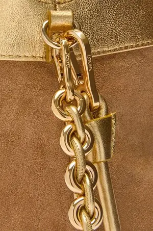 Loewe Medium Flamenco Knotted Chain Shoulder Bag In Laminated Lambskin - Golden