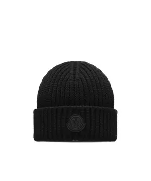 Moncler Logo Patch Beanie - Black