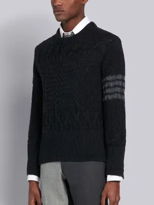 Thom Browne Aran Cable Tonal 4-bar Jumper