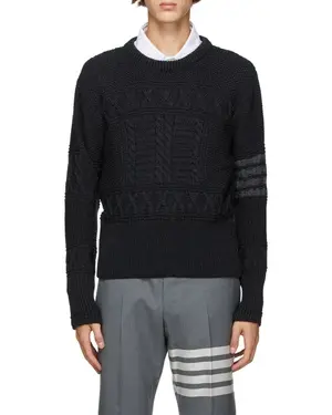 Thom Browne Aran Cable Tonal 4-bar Jumper