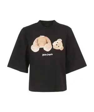 Palm Angels Bear Print Cropped T-shirt - Black