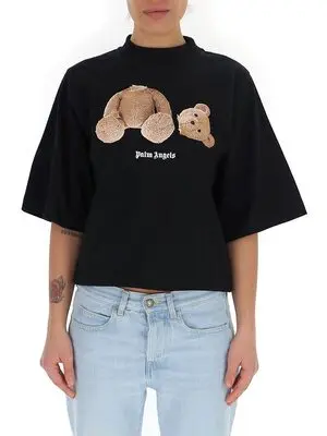 Palm Angels Bear Print Cropped T-shirt