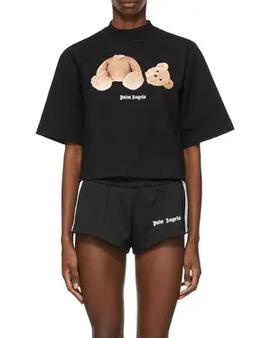Palm Angels Bear Print Cropped T-shirt
