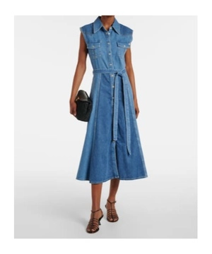 Ag Paneled Denim Midi Dress