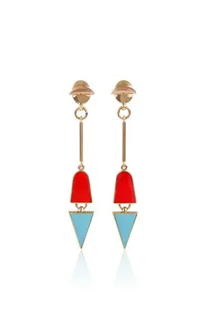 MAHNAZ COLLECTION 18k Yellow Gold And Enamel Drop Earrings Giorgio Facchini - Multi