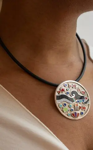 MAHNAZ COLLECTION Sterling Silver And -stone Pendant/brooch