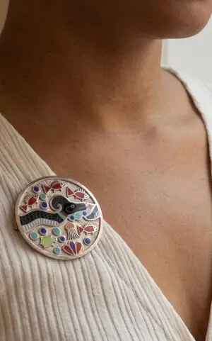 MAHNAZ COLLECTION Sterling Silver And -stone Pendant/brooch