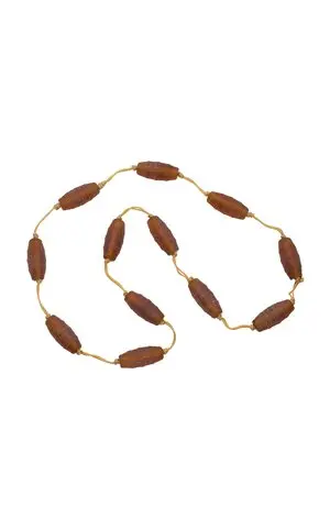 MAHNAZ COLLECTION Carved Glass Beads Fleurettes Necklace René Lalique, 1920s - Orange