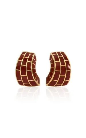 MAHNAZ COLLECTION 18k Yellow Gold Earrings - Red