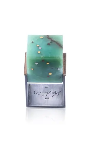 MAHNAZ COLLECTION Helfreid Kodré 22k & 24k Gold, Sterling Silver And Chrysoprase Ring, Circa 2013 - Green