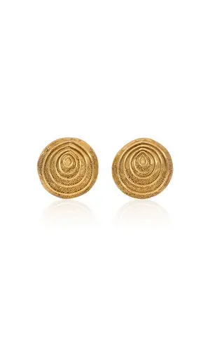 MAHNAZ COLLECTION 18k Yellow Textured Granulation Earclips Elizabeth Gage, 1988