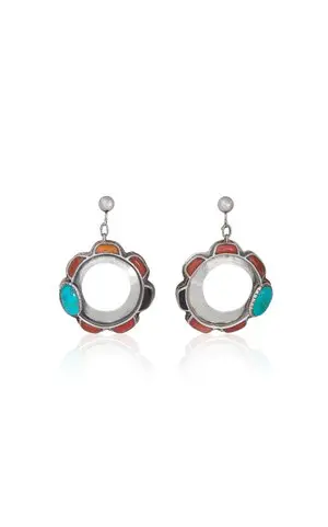 MAHNAZ COLLECTION Sterling Silver And Gemstone Earrings, Circa 1970s