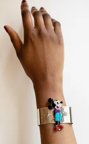 MAHNAZ COLLECTION Silver Mickey Mouse Cuff Bracelet
