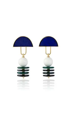MAHNAZ COLLECTION 18k Gold, Lapis Lazuli And Agate Drop Earrings Giorgio Facchini - Multi