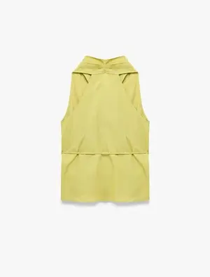 Koton Linen Blend Halter Neck Wrap Blouse With Tie Detail
