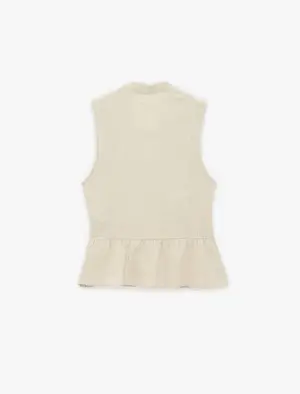 Koton V-neck Sleeveless Peplum Linen Blend Vest