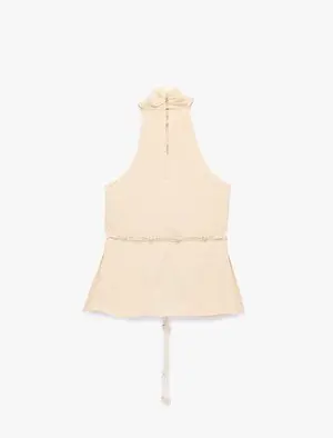 Koton Twisted Halter Neck Top With Belt Detail