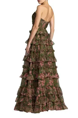 Mac Duggal Strapless Tiered Ruffle Ball Gown