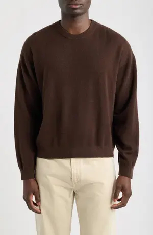 FRAME Lightweight Cashmere Crewneck Sweater - Deep Brown