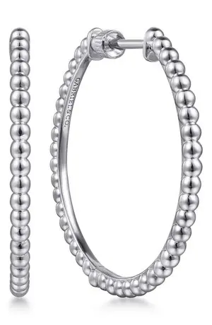 Gabriel & Co. Beaded Hoop Earrings - Sterling Silver