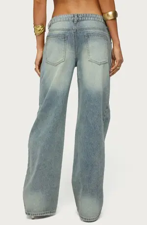 EDIKTED Raelynn Washed Low Rise Baggy Wide Leg Jeans