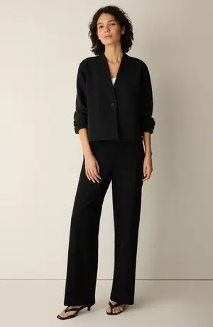 Eileen Fisher High Collar Cropped Jacket