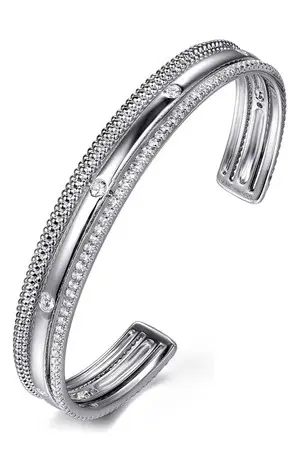 GABRIEL & CO. Bujukan White Sapphire Multi Row Cuff Bracelet